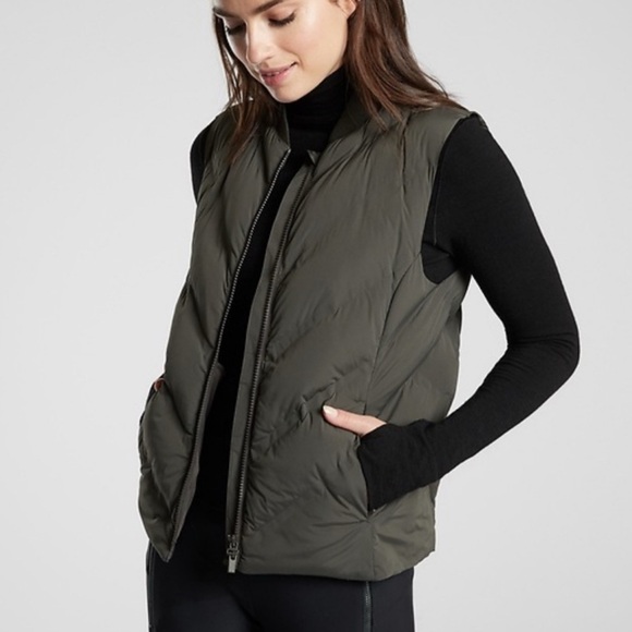 Athleta | Jackets & Coats | Athleta Inlet Olive Green Down Vest | Poshmark